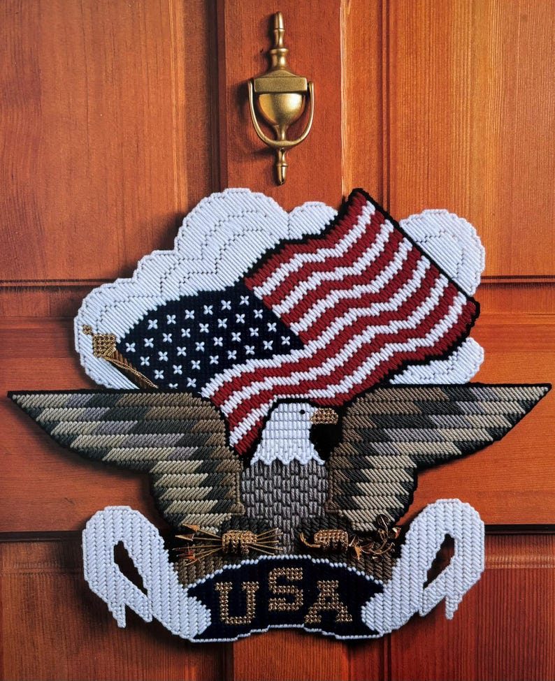 Plastic Canvas Pattern in 7 Count Patriotic USA Eagle Door Banner ...