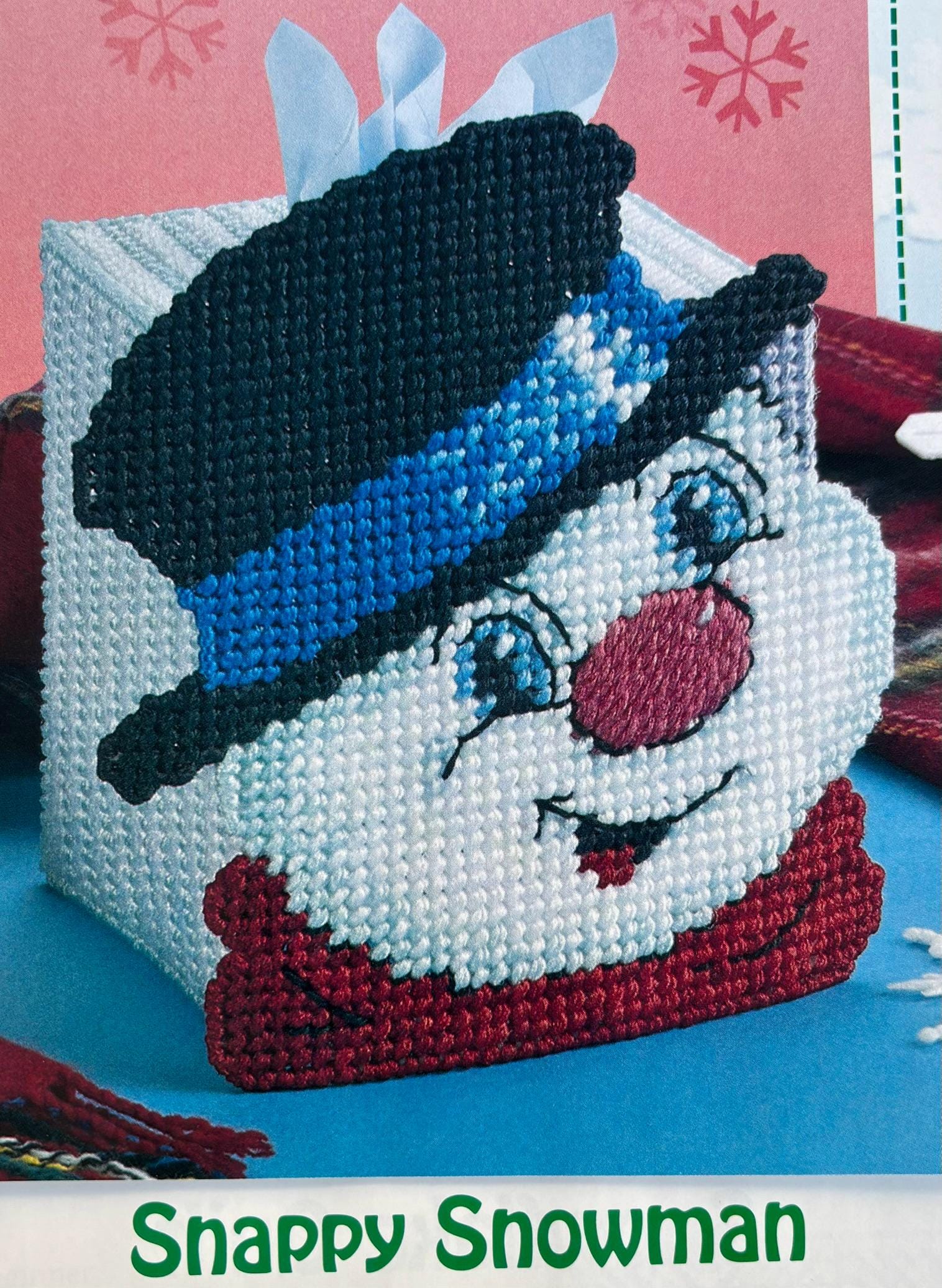 Plastic Canvas Pattern in 7 Count Snappy Snowman Boutique Tissue Topper ...