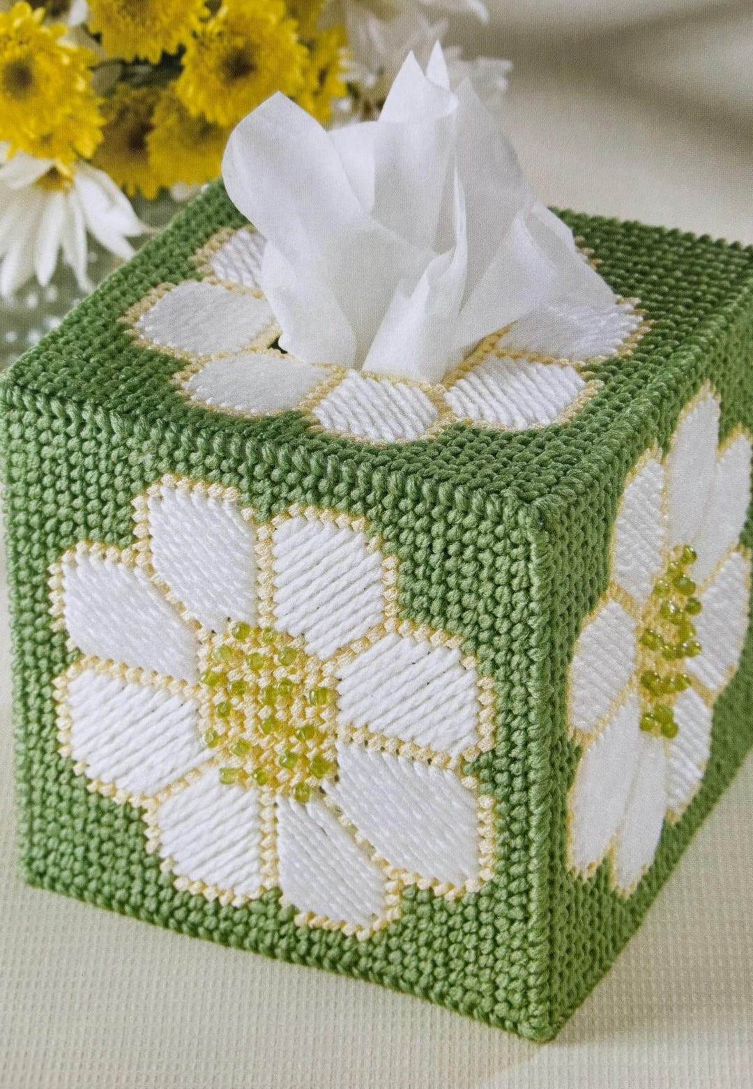Plastic Canvas Pattern in 7 Count Fresh as a Daisy Boutique Tissue ...