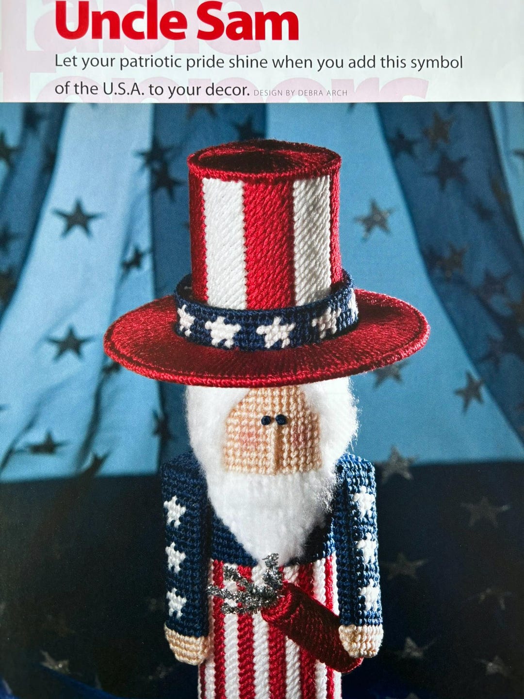 Plastic Canvas Pattern in 7 Count Uncle Sam Centerpiece Tabletop - Etsy
