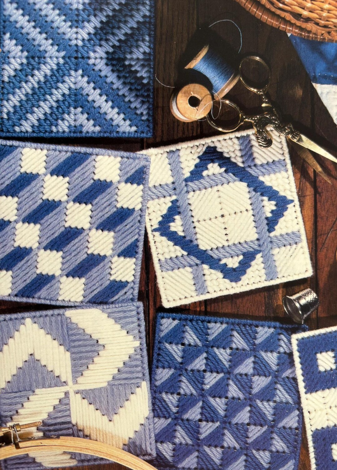 Plastic Canvas Pattern in 7 Count Pretty Quilt Block Coasters Spring ...