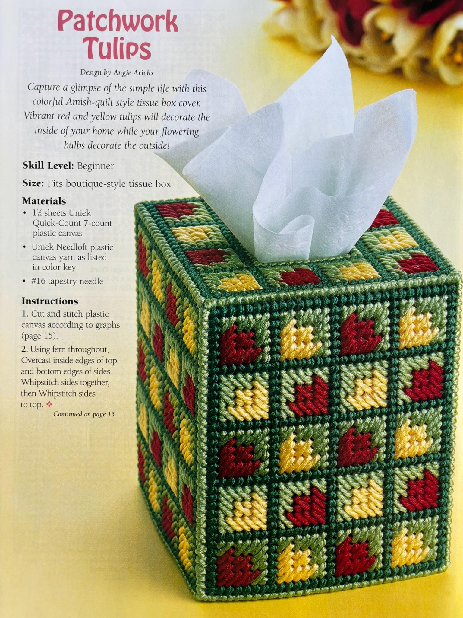 Plastic Canvas Pattern in 7 Count Patchwork Tulips Boutique Tissue ...