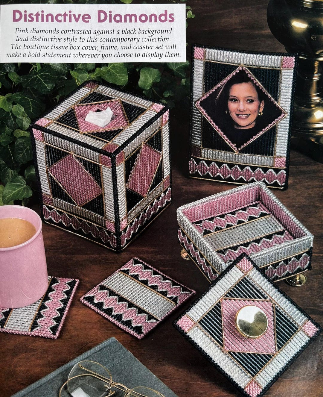 Plastic Canvas Pattern in 7 Count Pretty Distinctive Diamonds Home ...