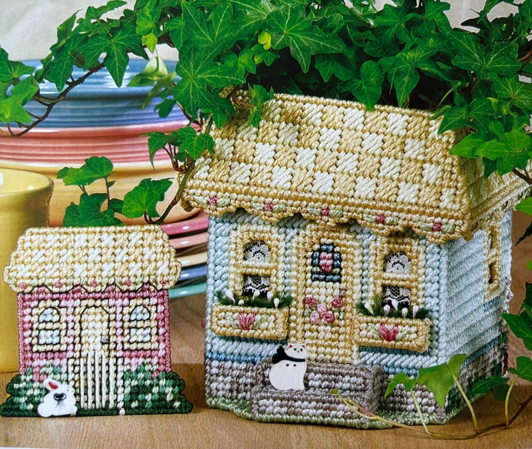 Plastic Canvas Pattern in 7 Count Pretty Cottage Box Planter and ...