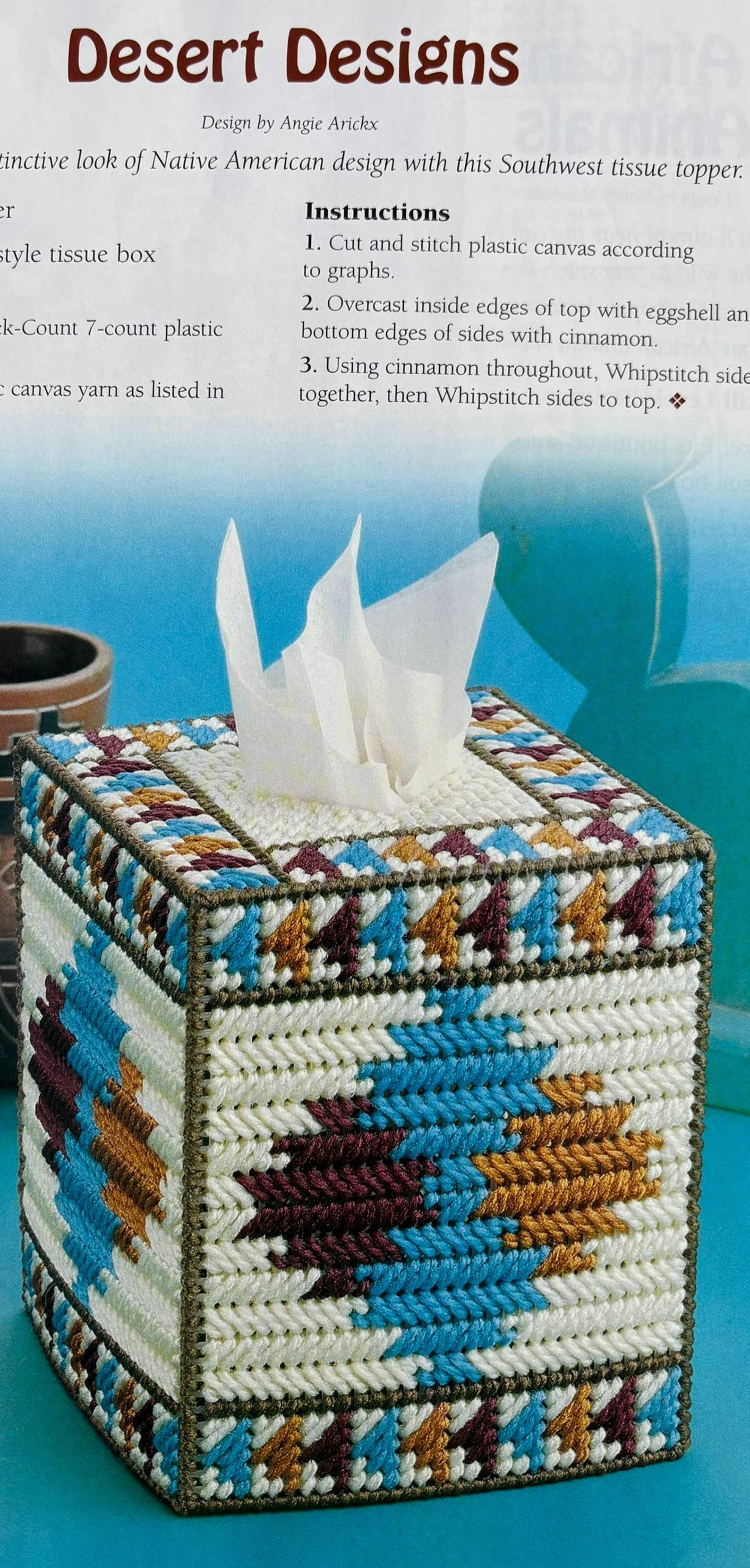 Plastic Canvas Pattern in 7 Count Desert Designs Boutique Tissue Topper ...