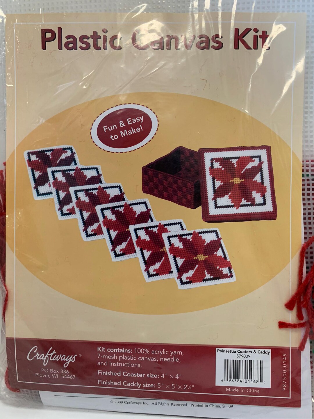 Craftways Plastic Canvas Kit "poinsettia Coasters and Holder" - Etsy