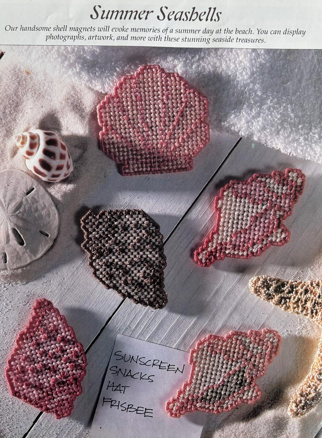 Plastic Canvas Pattern in 7 Count Pretty Summer Sea Shells Ornaments ...