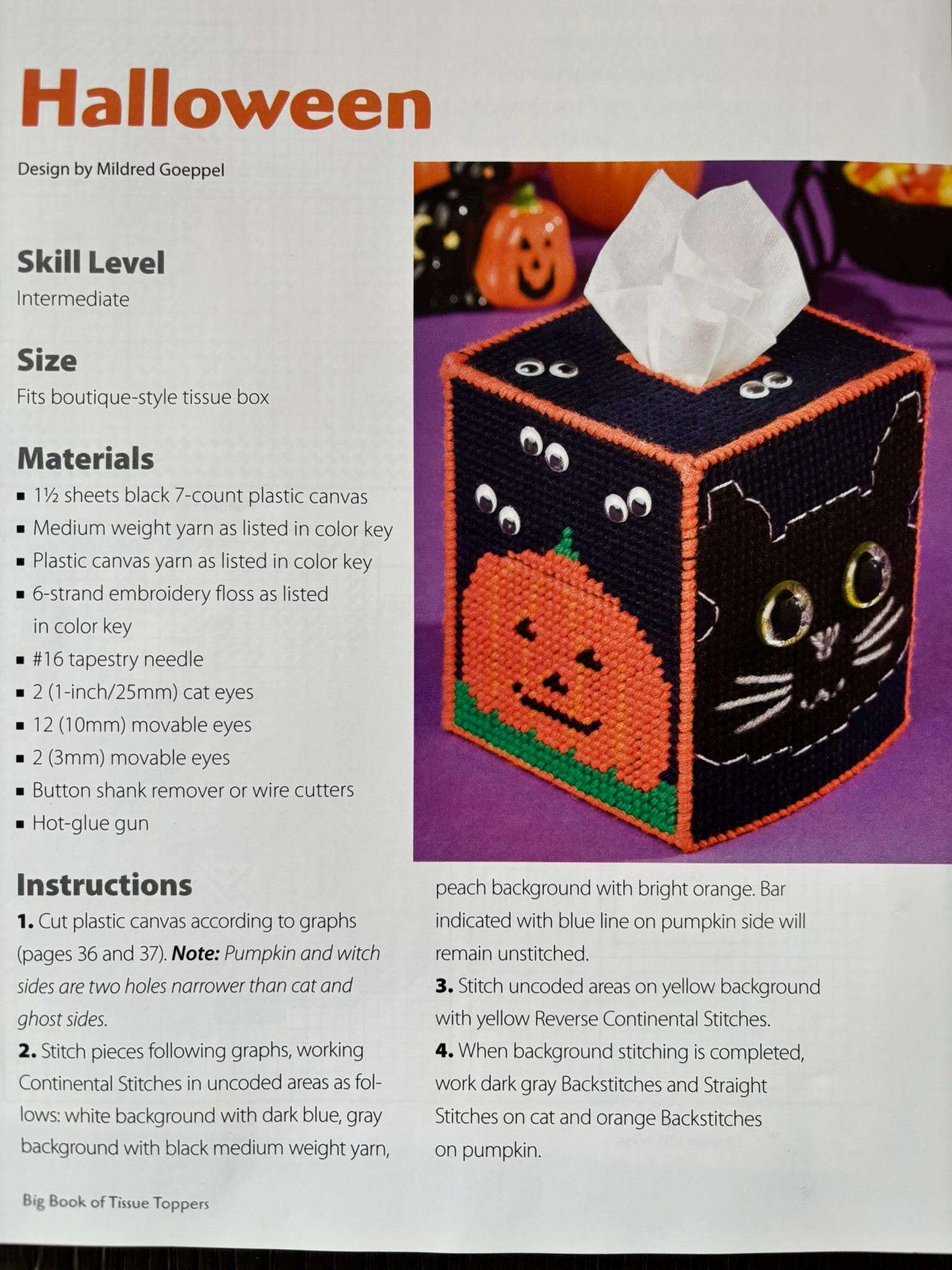 Plastic Canvas Pattern in 7 Count Halloween Cats Bats Ghosts Boutique ...