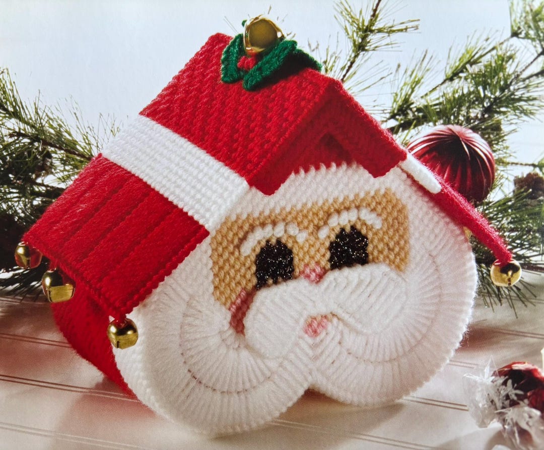 Plastic Canvas Pattern for 7 Count Canvas Jolly St Nick Catchall ...