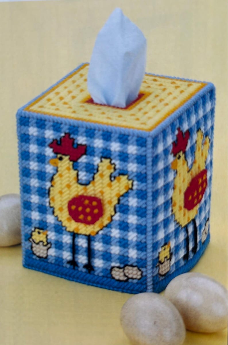 Plastic Canvas Pattern in 7 Count Cute Folk Art Chickens Boutique ...