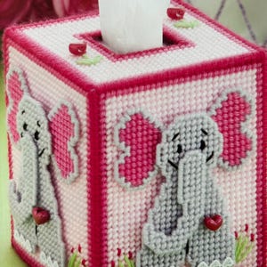 Plastic Canvas Pattern in 7 Count Elephant Boutique Tissue Topper Cover ...