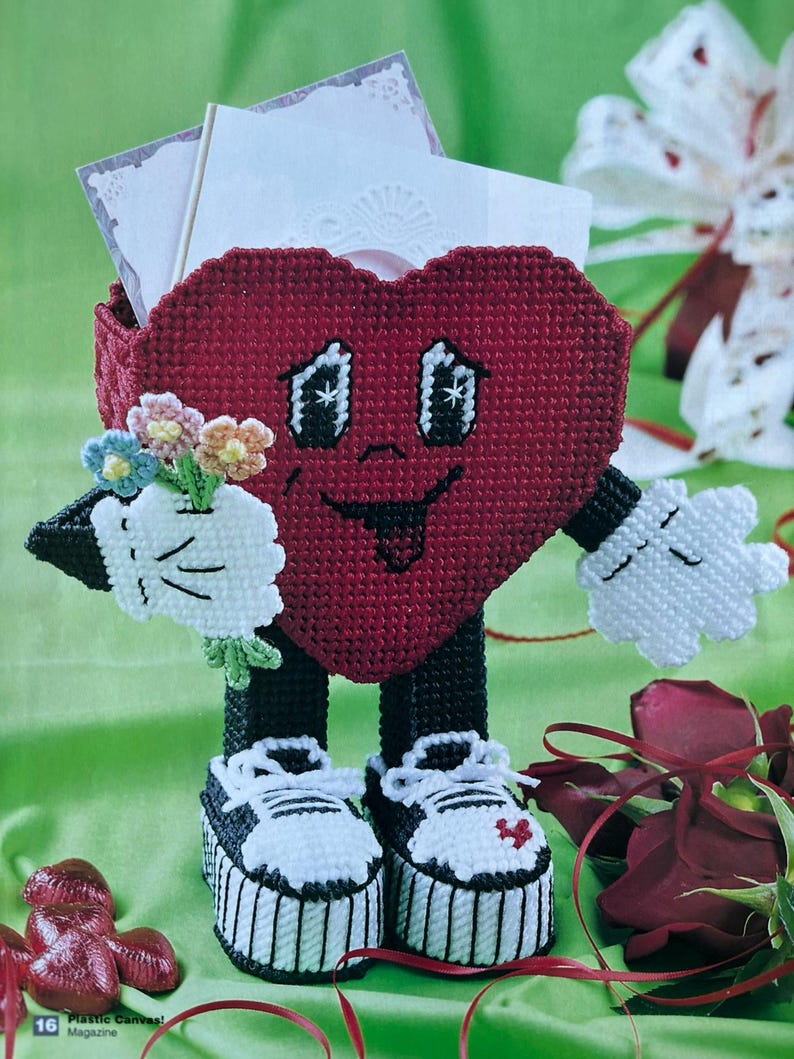 Plastic Canvas Pattern in 7 Count Frankie Valentino Container for Cards / Valentines - Etsy