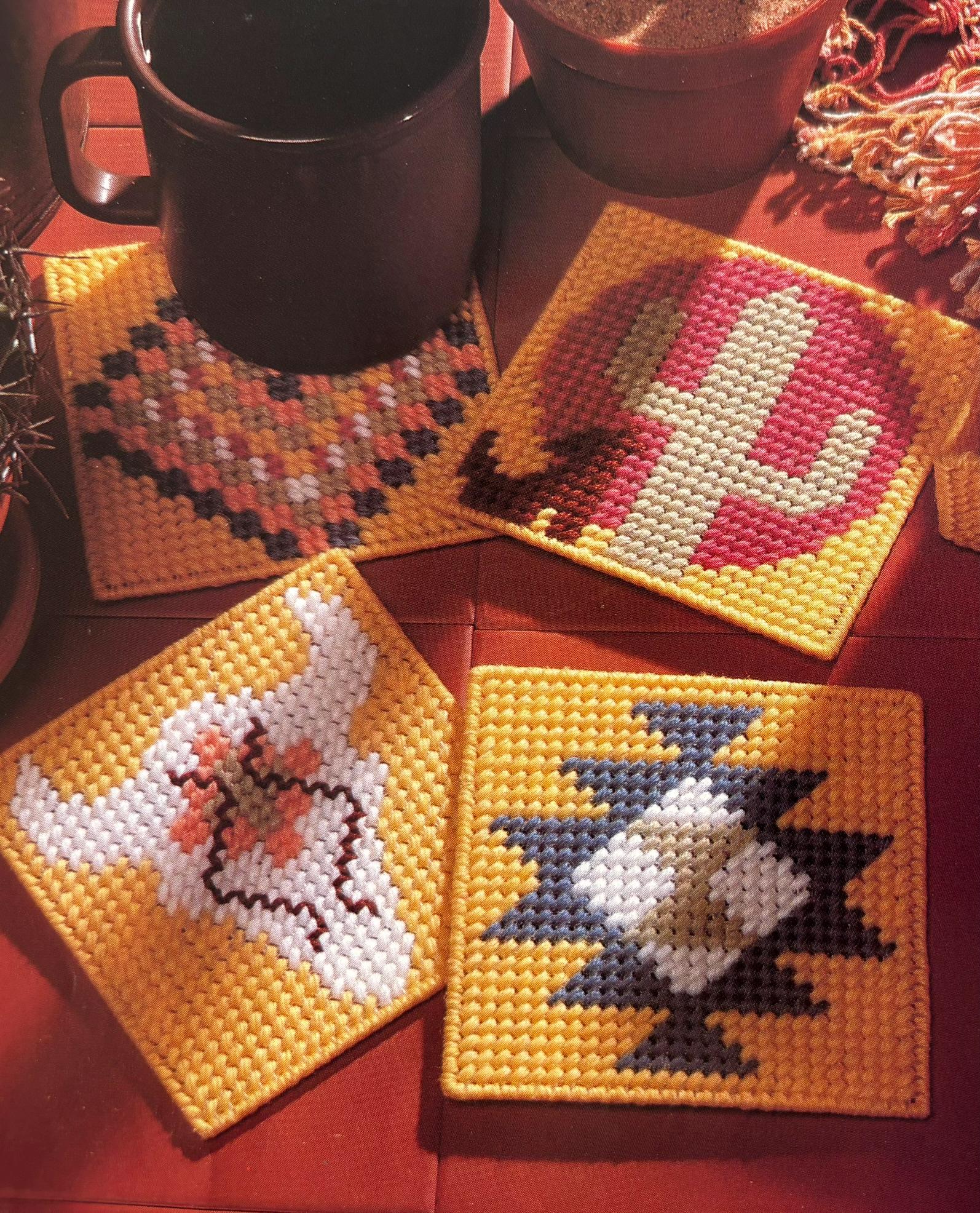 Plastic Canvas Pattern in 7 Count Pretty Southwest Coasters and Holder ...