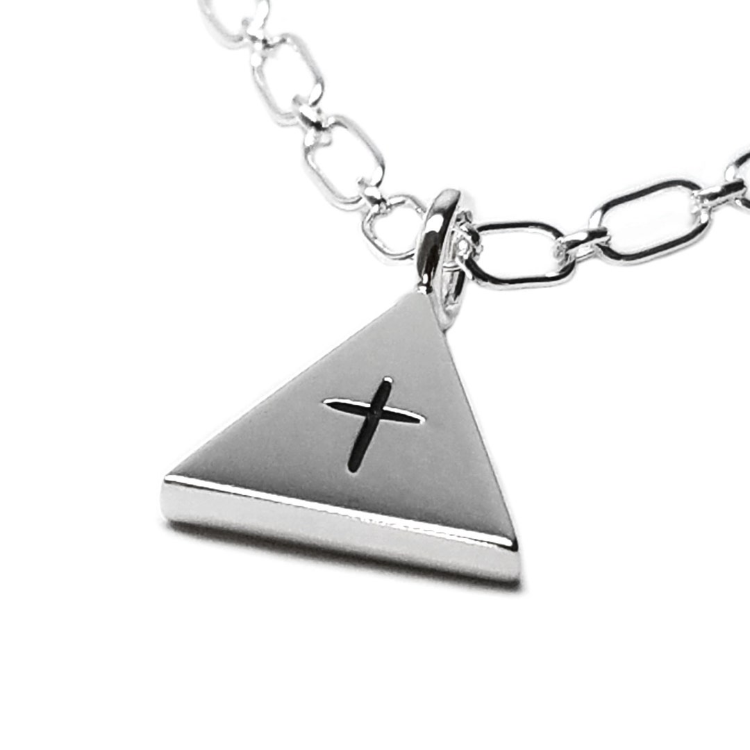 Geometric Triangle Cross Necklace Pendant in Sterling Silver - Silver ...