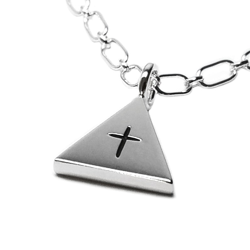 Geometric Triangle Cross Necklace Pendant in Sterling Silver - Etsy