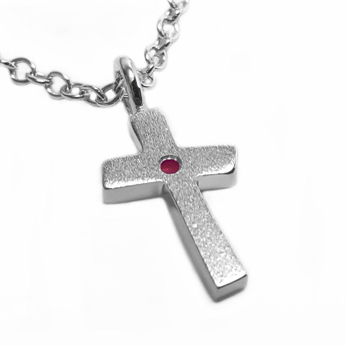 Ruby Cross Necklace Pendant in Sterling Silver - Sterling Silver Ruby ...