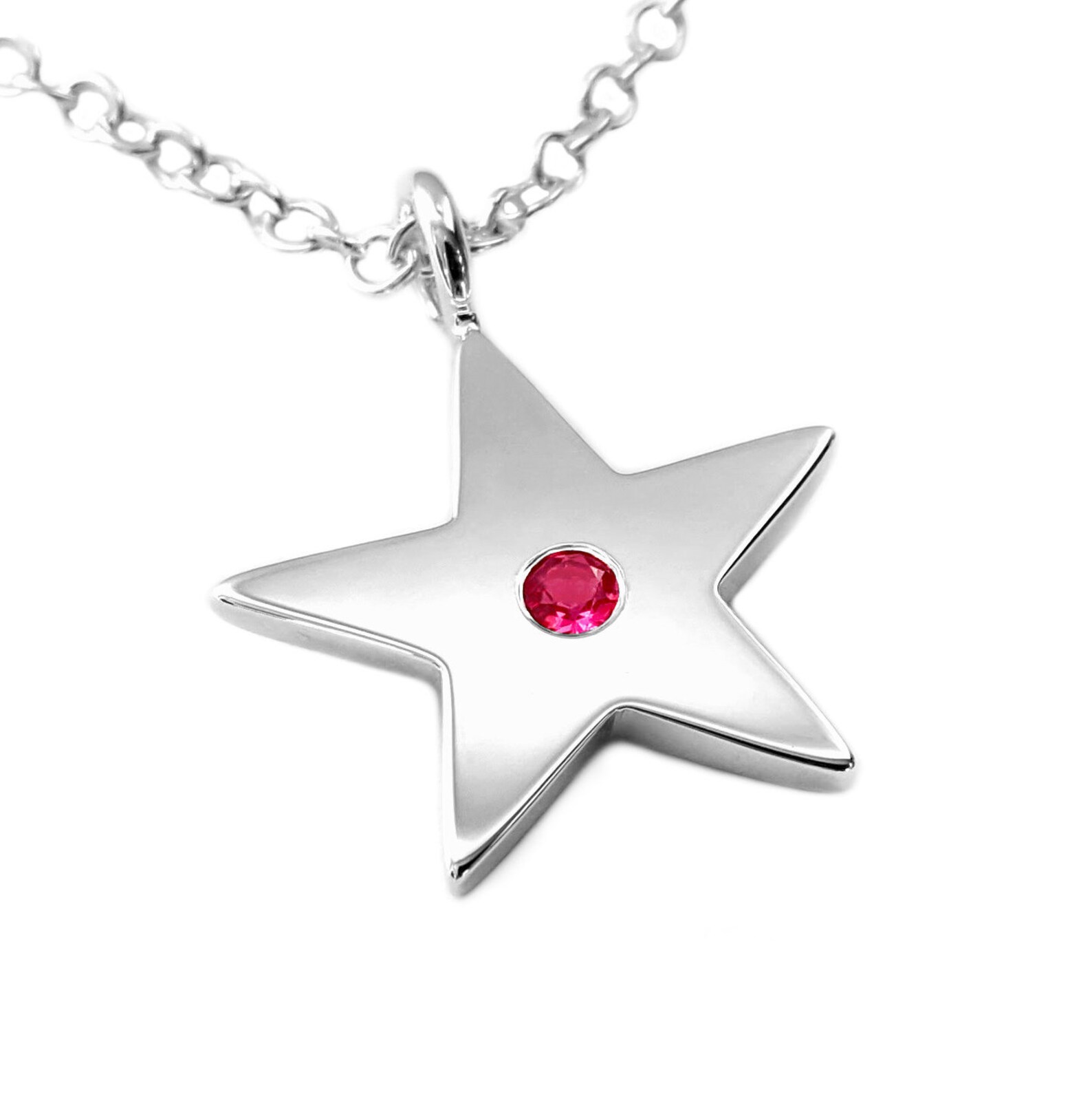 Ruby Star Necklace Pendant in Sterling Silver Red Star - Etsy