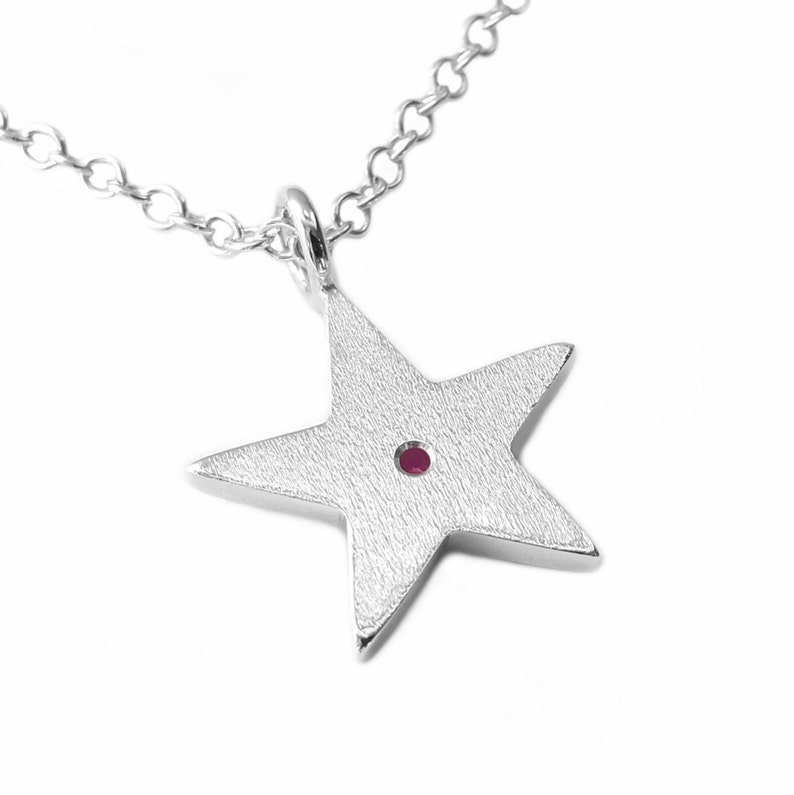Ruby Star Necklace Pendant in Sterling Silver Red Star - Etsy