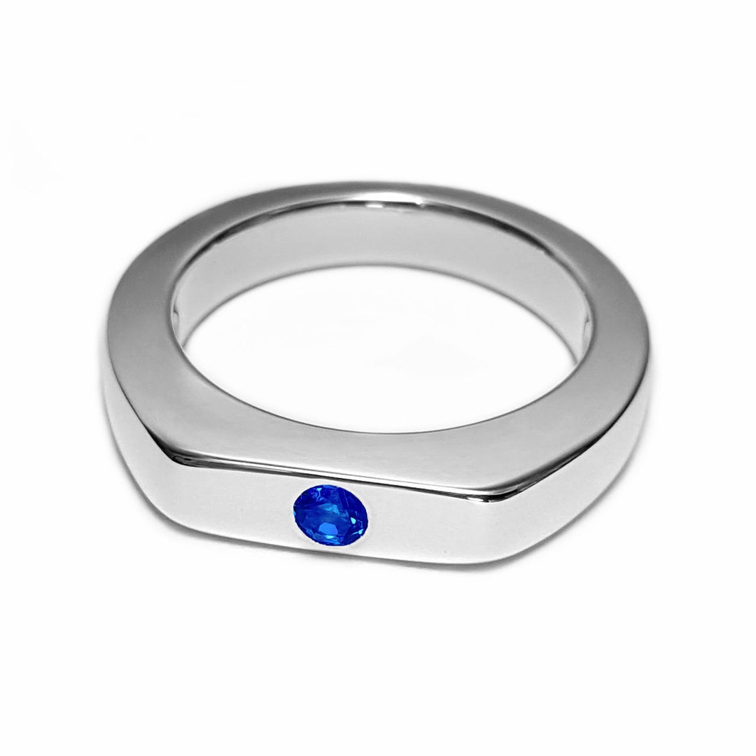 Simple Blue Sapphire Ring in Sterling Silver - Blue Sapphire Ring ...