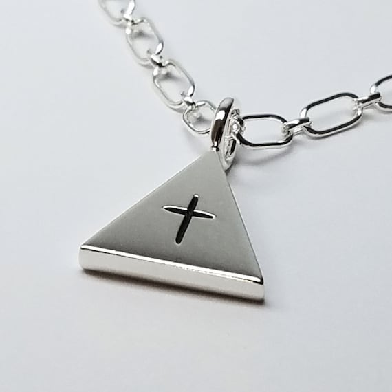 Geometric Triangle Cross Necklace Pendant In Sterling Silver | Etsy