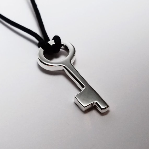 Skeleton Key Necklace Pendant in Sterling Silver Sterling | Etsy