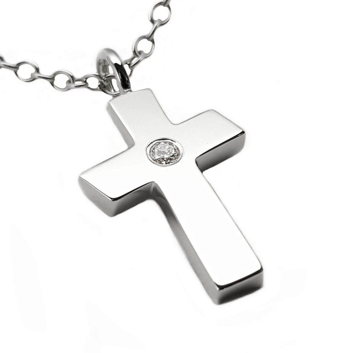 Large Diamond Cross Pendant Sterling Silver Cross Pendant - Etsy