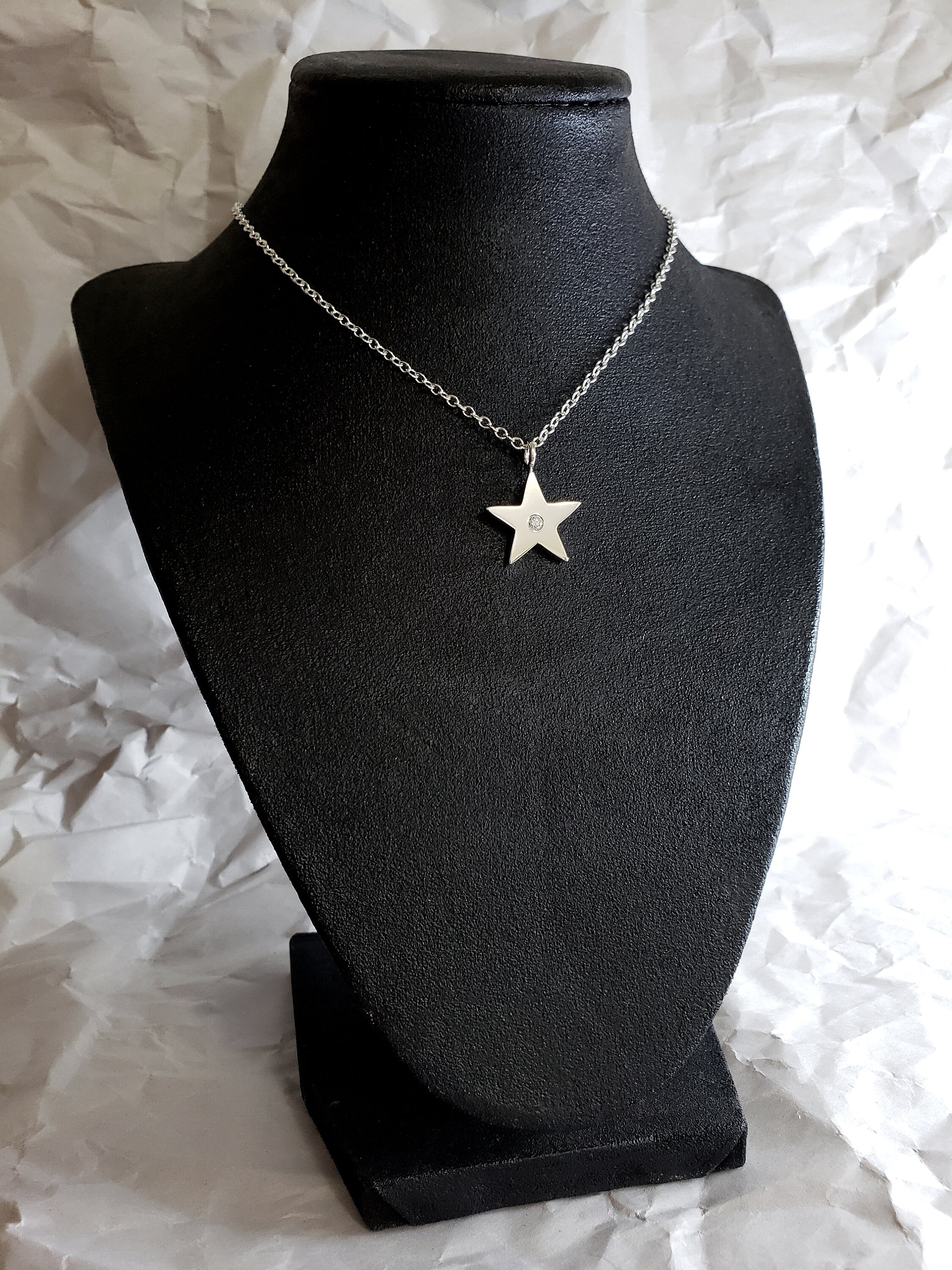 Sterling Silver Diamond Star Necklace Pendant- Sterling Silver Star ...