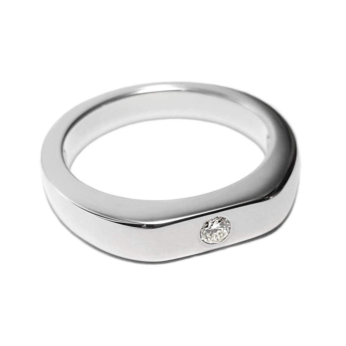 Sterling Silver Simple Diamond Ring - Single Diamond Ring Band ...