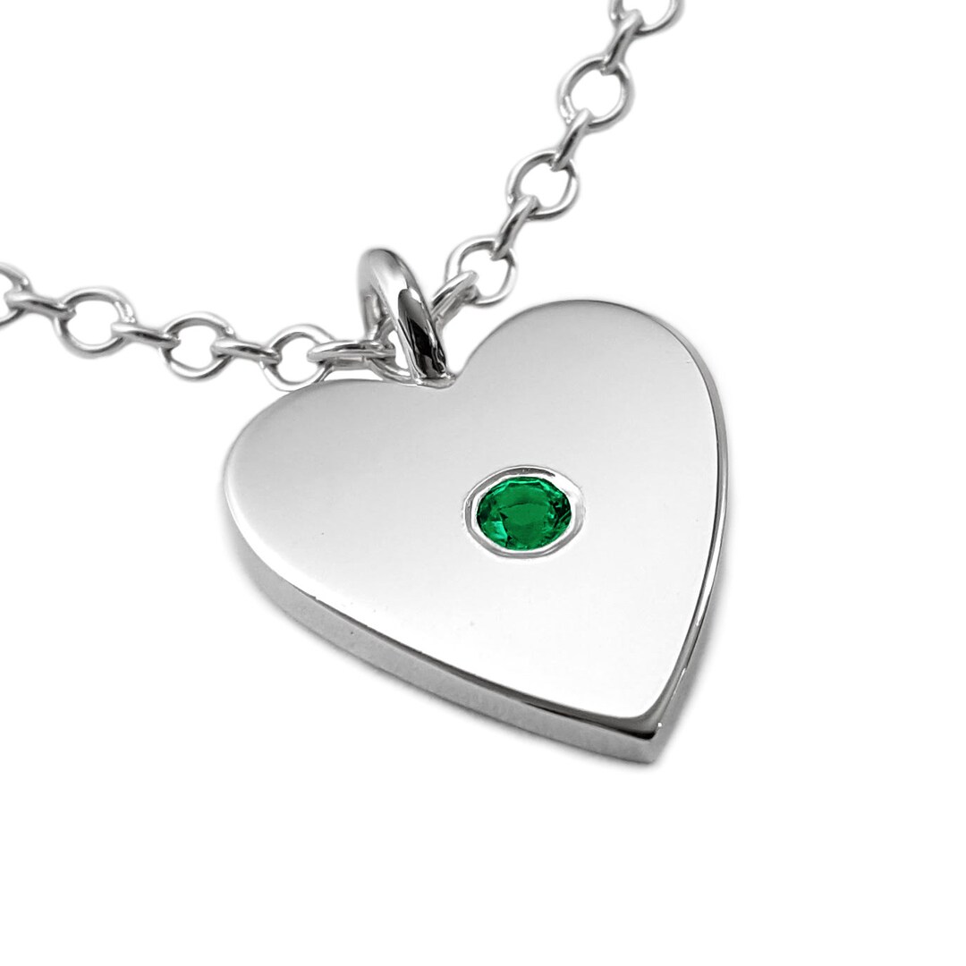 Emerald Heart Necklace Pendant in Sterling Silver Silver - Etsy