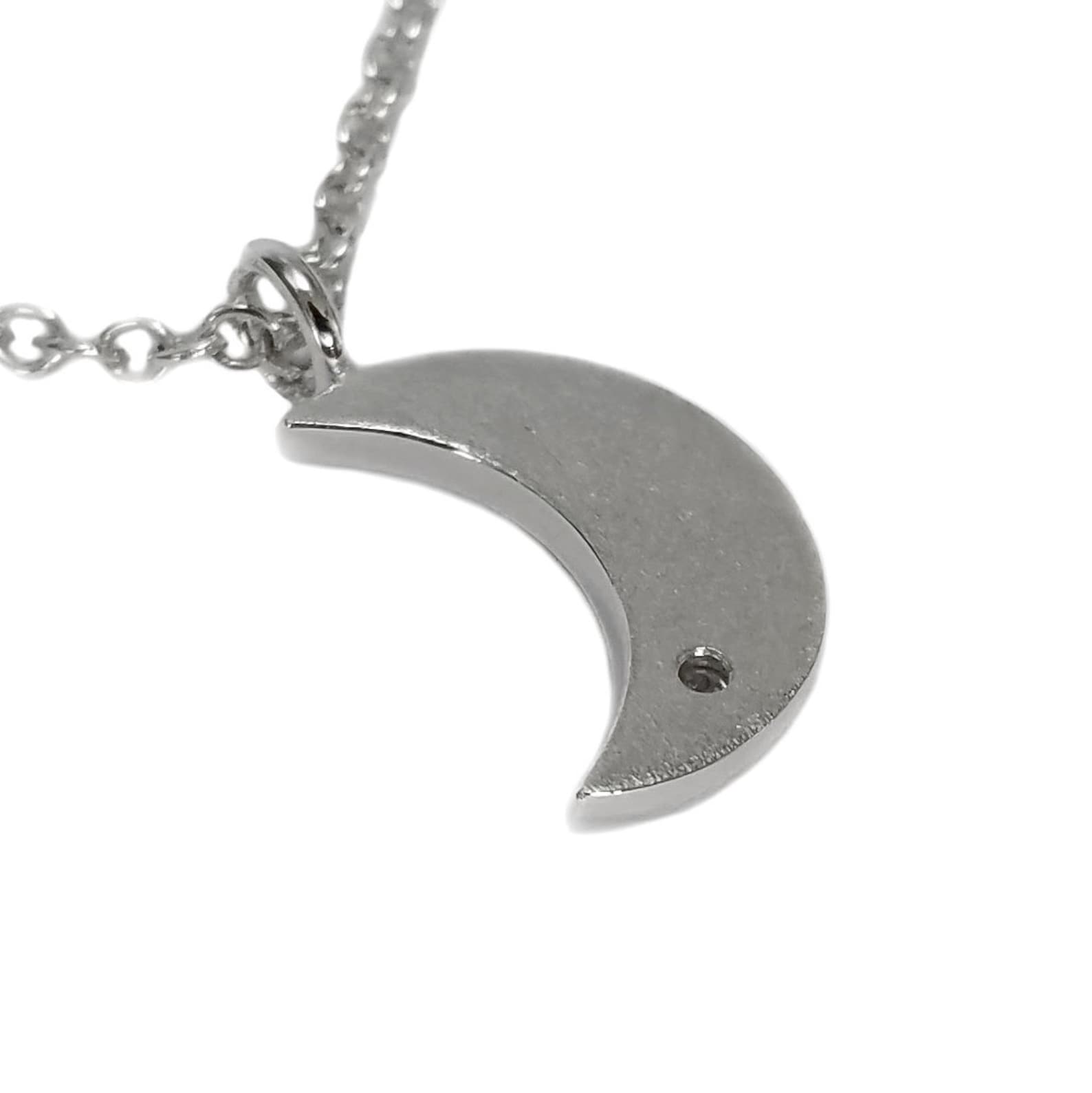 Sterling Silver Diamond Moon Necklace Pendant - Sterling Silver Moon ...