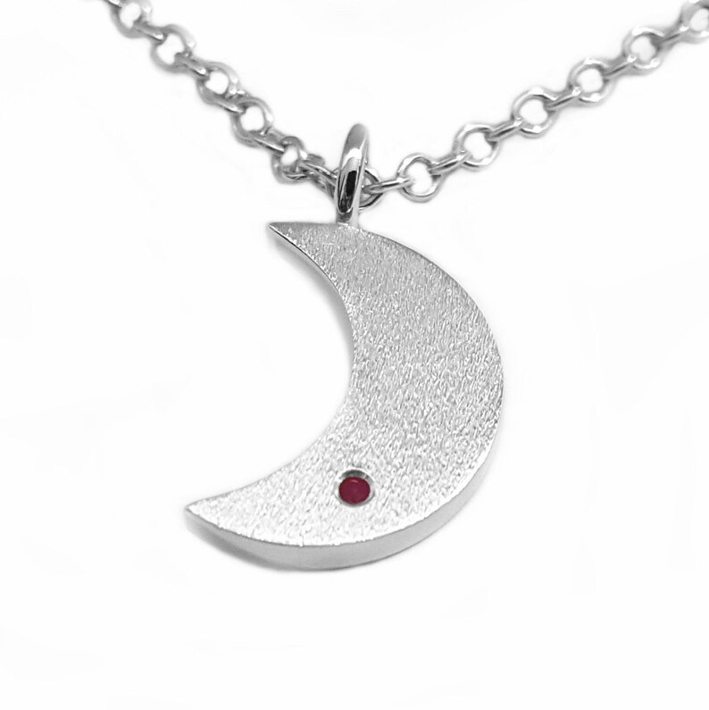 Ruby Moon Necklace Pendant in Sterling Silver Sterling - Etsy