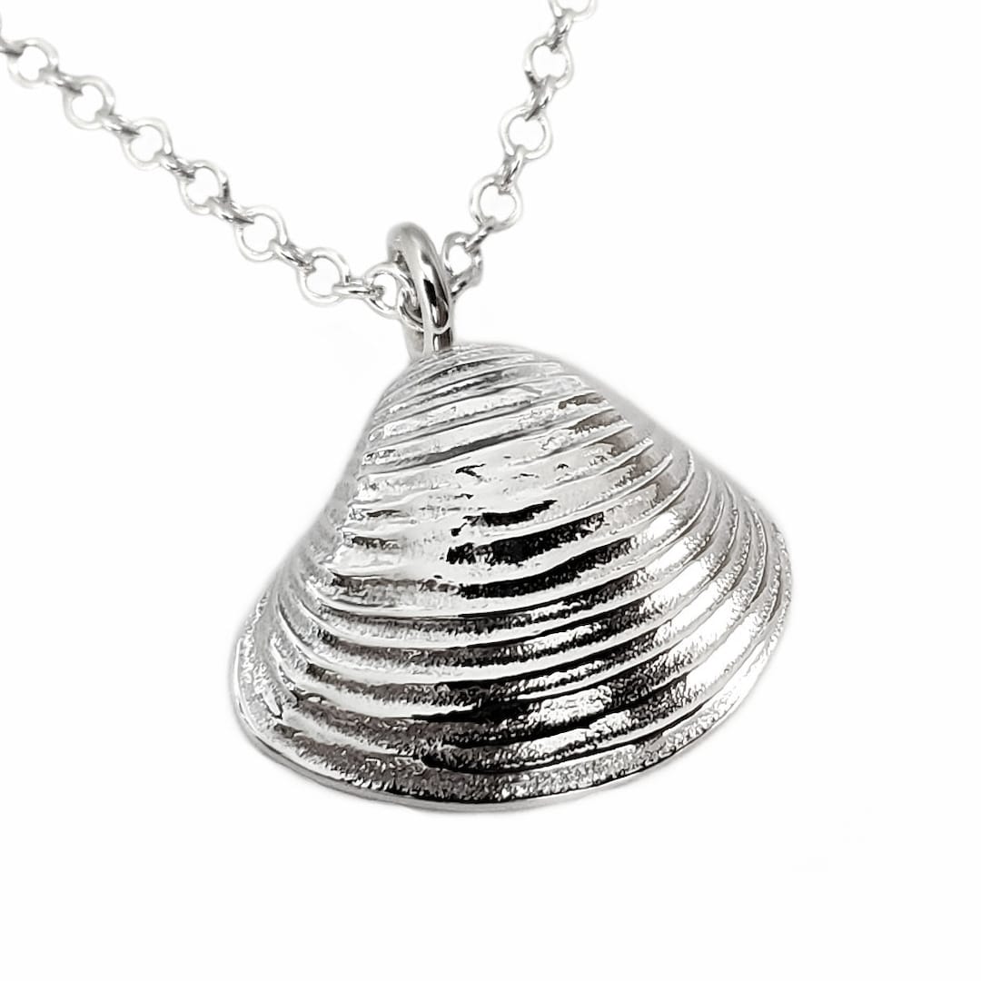 Sterling Silver Clam Necklace Pendant - Sterling Shell Pendant, Clam ...