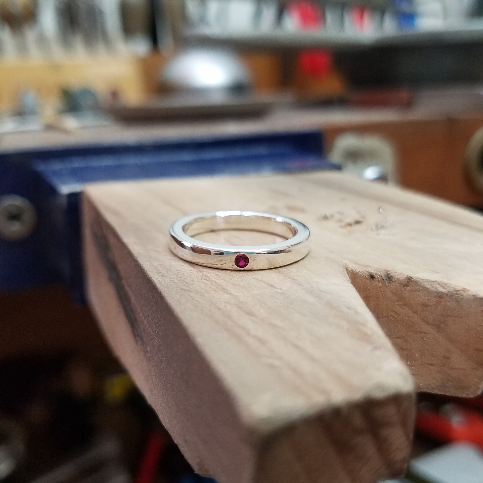 Thin Ruby Band in Sterling Silver Ruby Band Ruby Ring | Etsy