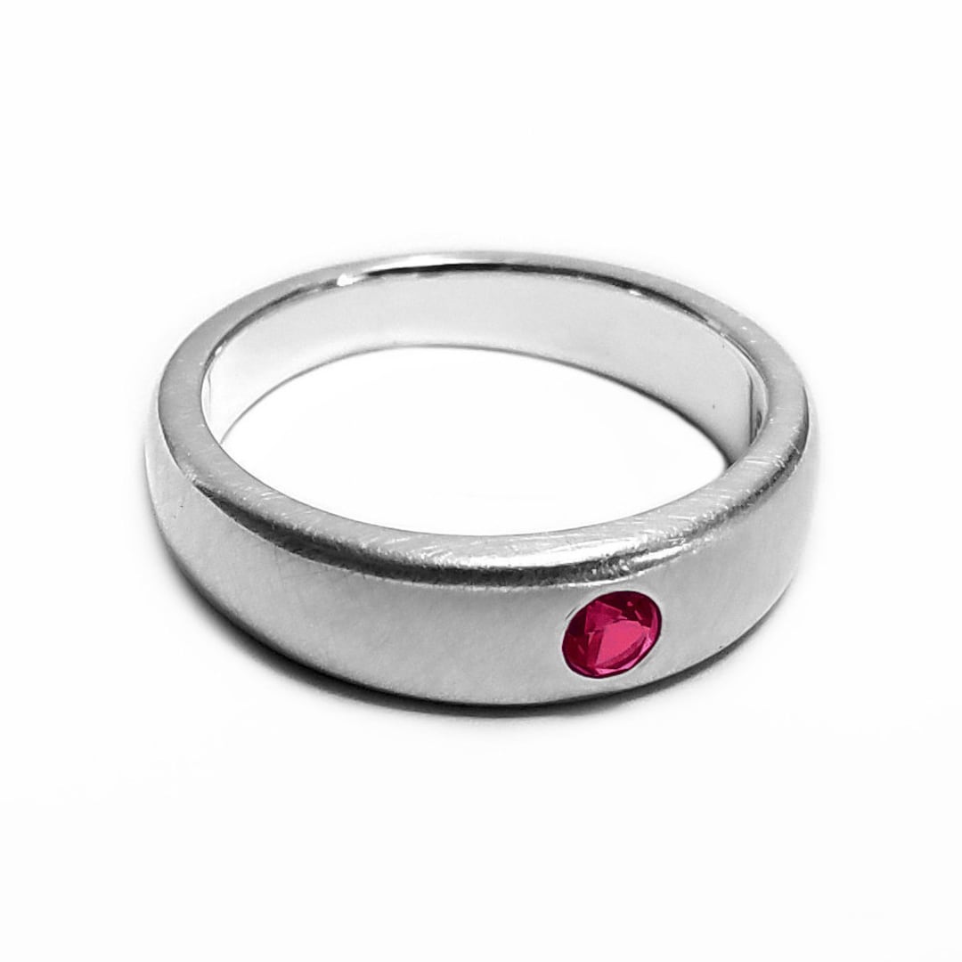 Tapered Matte Ruby Ring in Sterling Silver - Ruby Ring, Ruby Band ...
