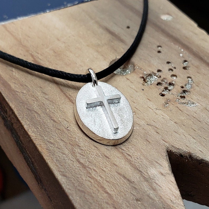 Oval Cross Necklace Pendant in Sterling Silver - Sterling Cross ...