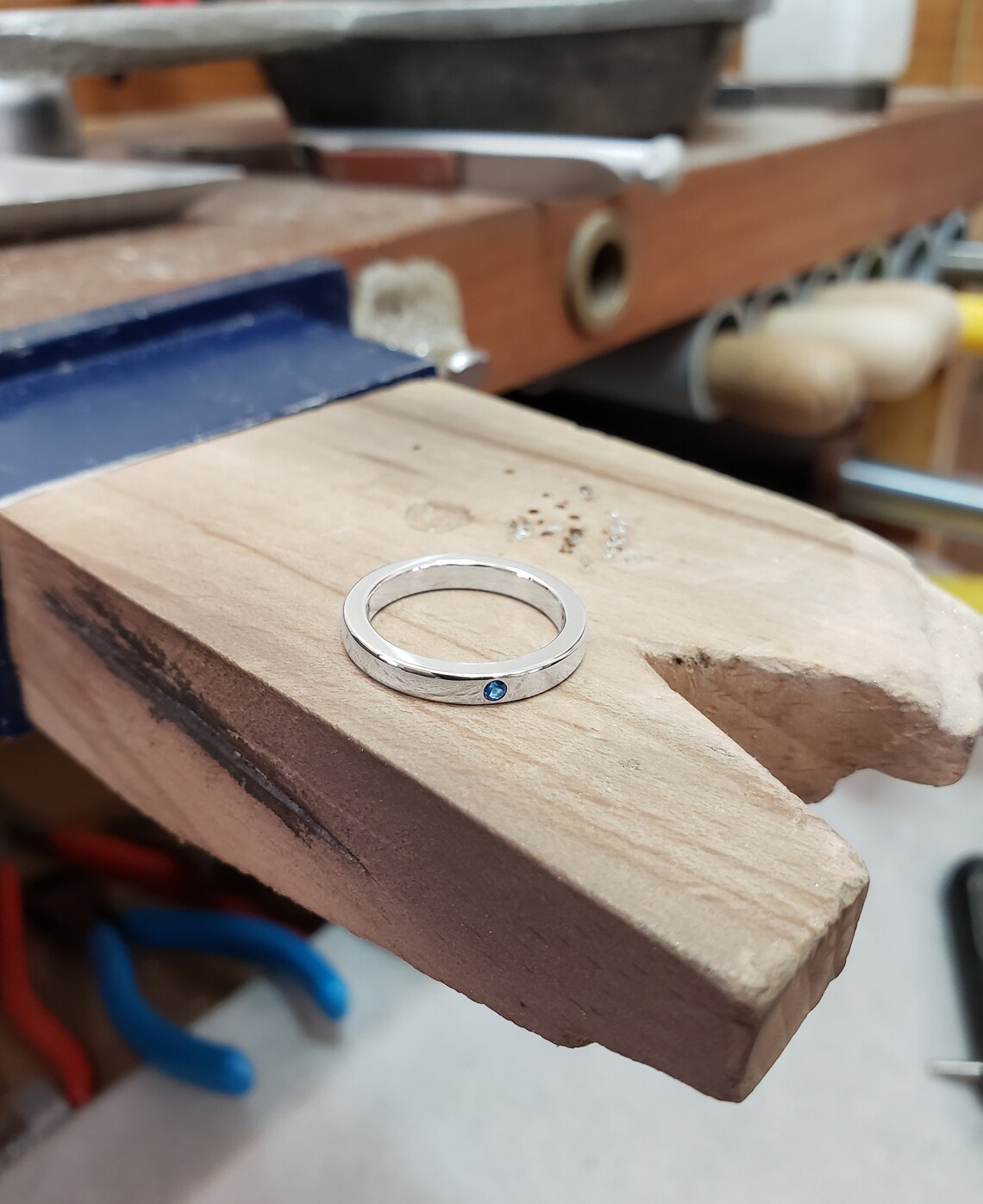 Thin Blue Topaz Band in Sterling Silver Blue Topaz Band - Etsy