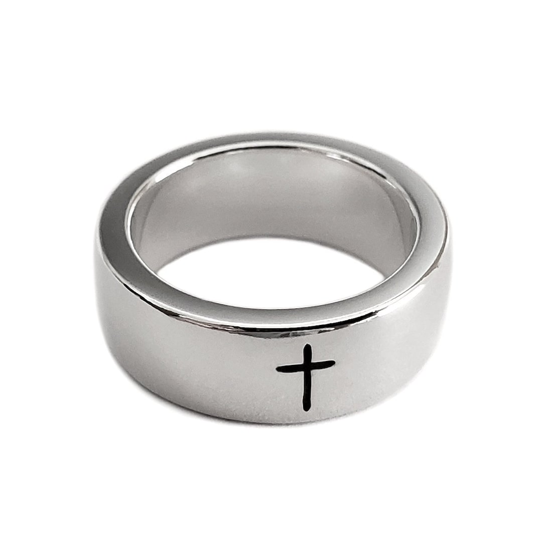 Wide Cross Band in Sterling Silver - Sterling Silver Wedding Band ...