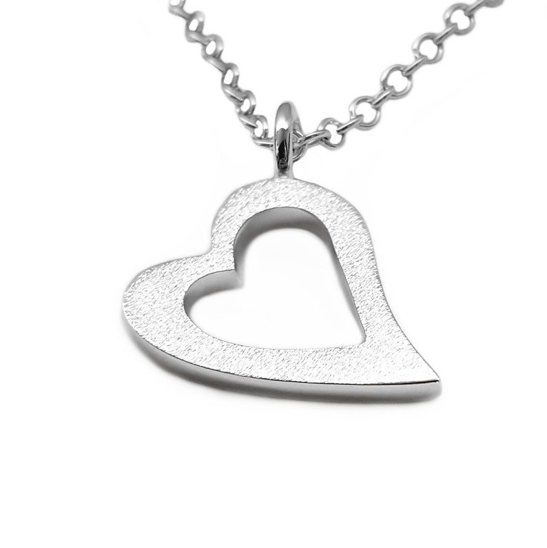 Sterling Silver Heart Necklace Pendant Open Heart Necklace | Etsy