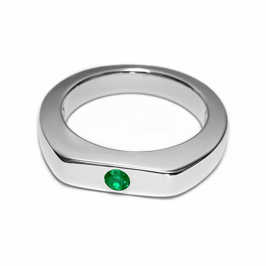 Simple Emerald Ring in Sterling Silver - Emerald Sterling Ring, Emerald ...