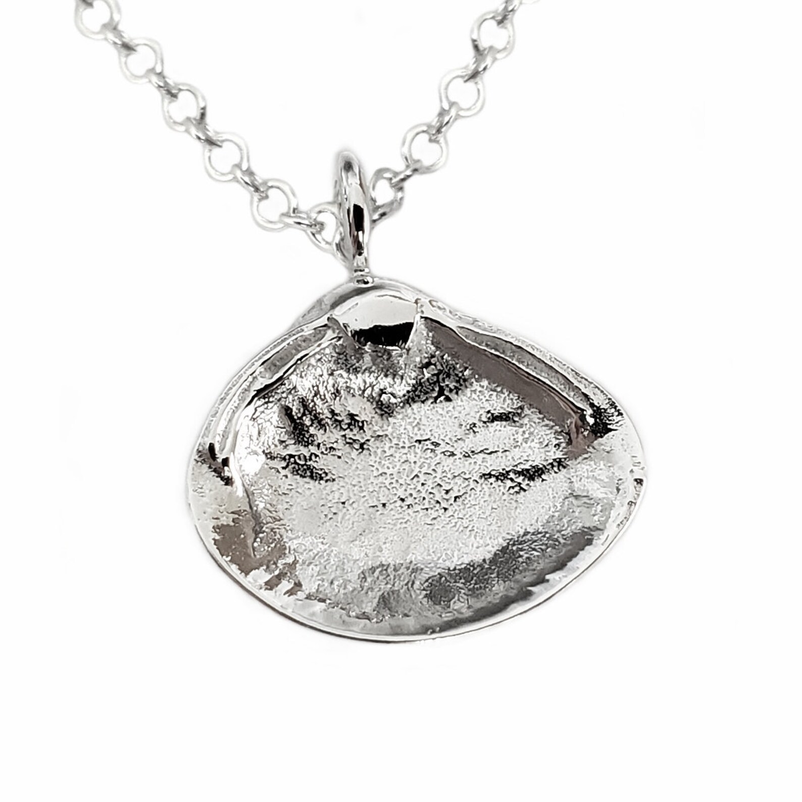 Sterling Silver Clam Necklace Pendant - Sterling Shell Pendant, Clam ...