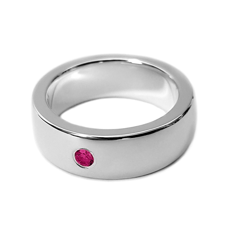 Wide Sterling Silver Ruby Band Sterling Silver Ruby Ring | Etsy