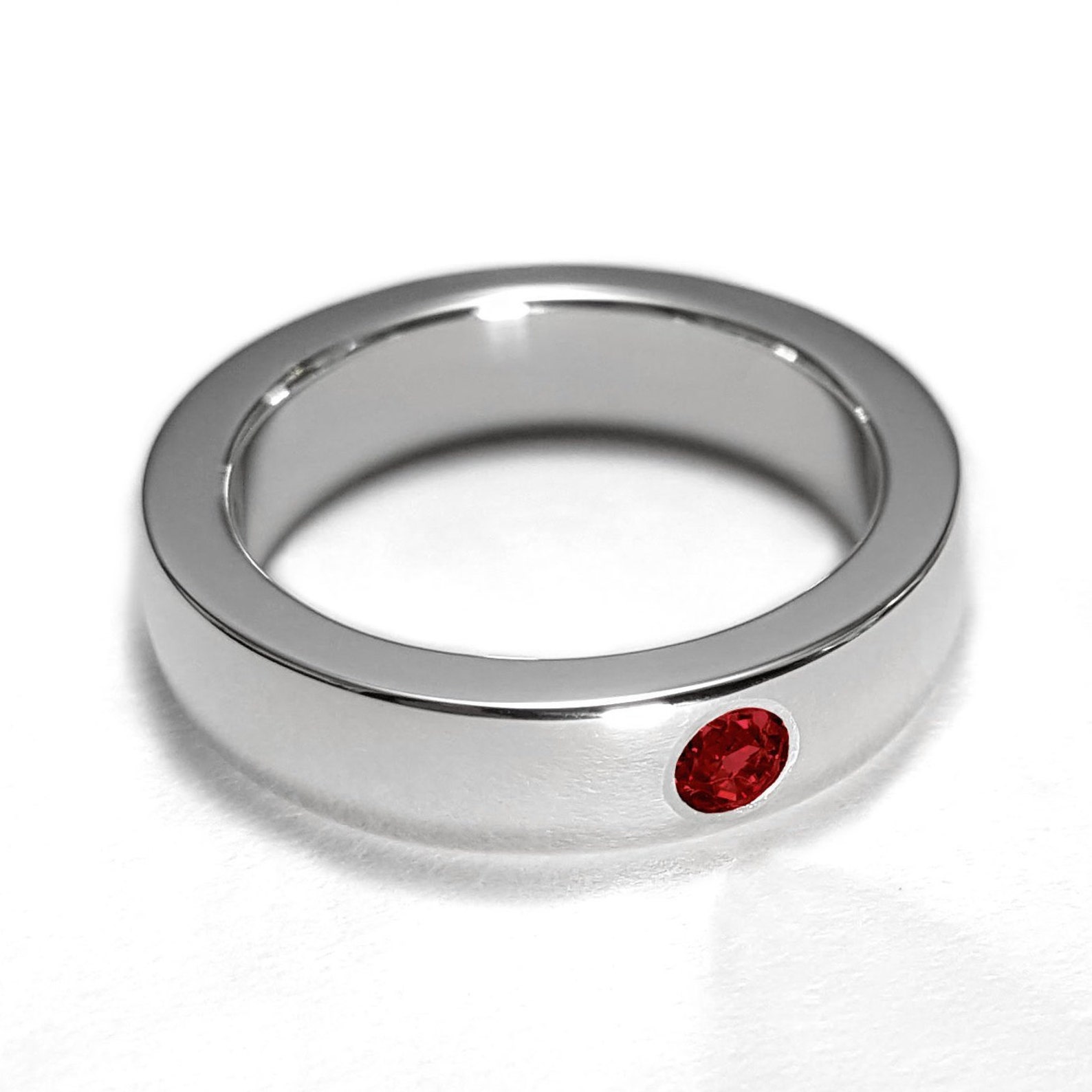 Sterling Silver Garnet Band Sterling Silver Garnet Ring | Etsy