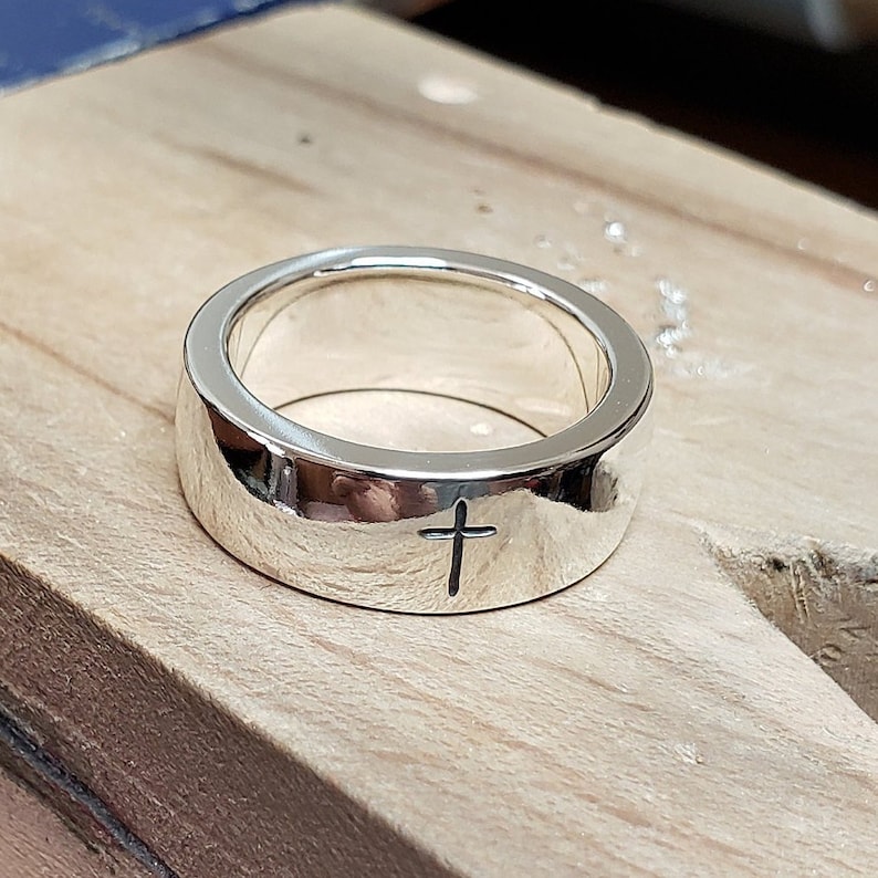 Wide Cross Band in Sterling Silver Sterling Silver Wedding - Etsy