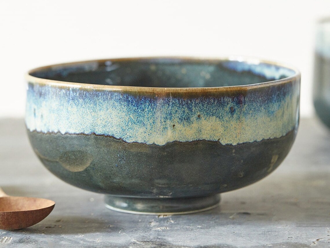 Handmade Rustic Modern Ceramic Serving Bowl Large Footed Soup - Etsy