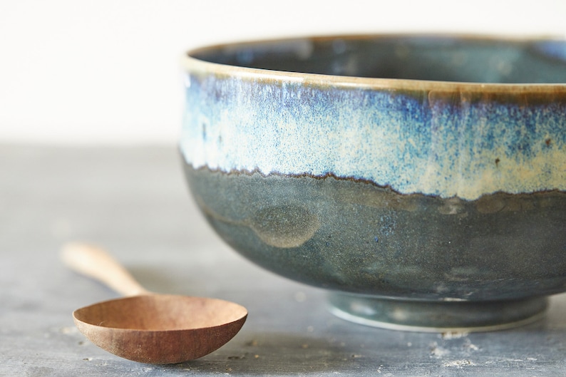 Handmade Rustic Modern Ceramic Serving Bowl Large Footed Soup - Etsy