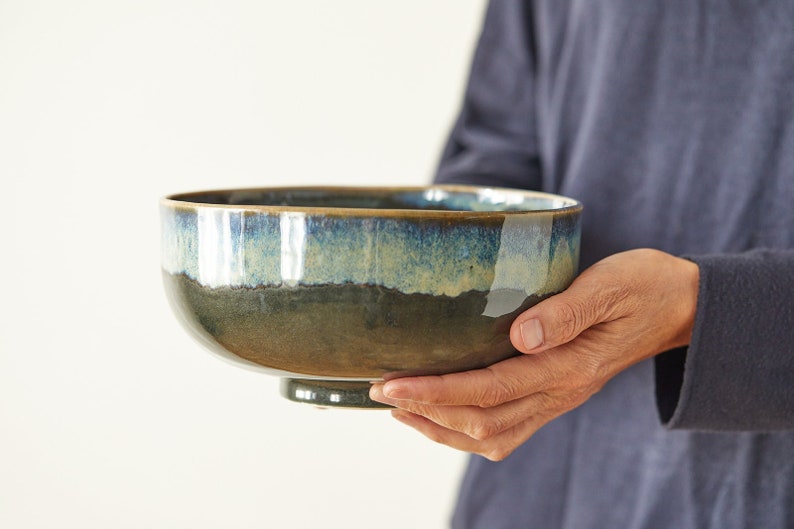 Handmade Rustic Modern Ceramic Serving Bowl Large Footed Soup - Etsy