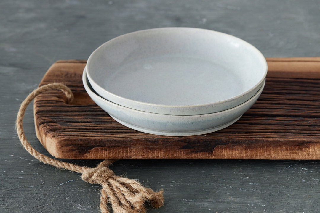 Stone Gray Handmade Set of TWO Salad Plates, Unique Stoneware Dessert ...