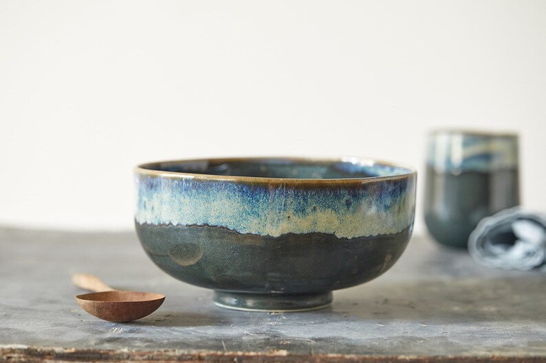 Handmade Rustic Modern Ceramic Serving Bowl Large Footed Soup - Etsy