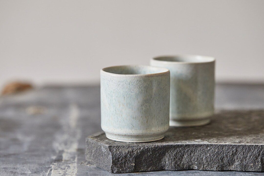 Handmade Ceramic Espresso Cups: Stone-gray Glaze, Set of 2 - Etsy