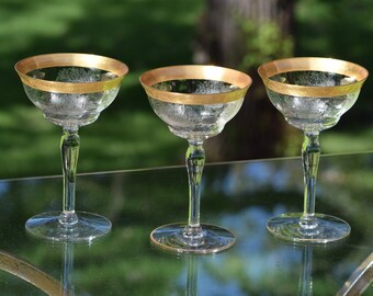 Gold rimmed glass | Etsy